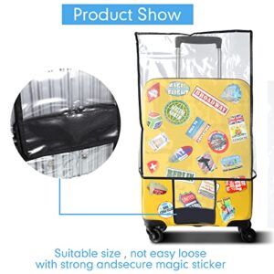 3 Pieces Clear Luggage Cover PVC Suitcase Luggage Cover Protector Waterproof Cover for Luggage Cover (Black Border, Left Opening Style)