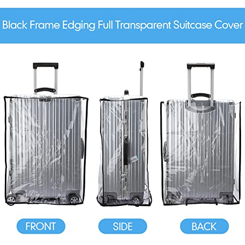 3 Pieces Clear Luggage Cover PVC Suitcase Luggage Cover Protector Waterproof Cover for Luggage Cover (Black Border, Left Opening Style)