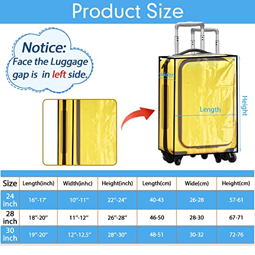 3 Pieces Clear Luggage Cover PVC Suitcase Luggage Cover Protector Waterproof Cover for Luggage Cover (Black Border, Left Opening Style)