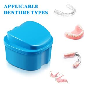 Denture Case Denture Cup Holder Storage Soak Container with Strainer Basket for Travel Cleaning 2 Pack