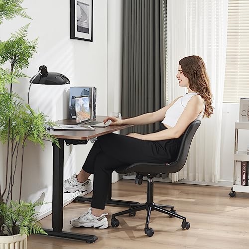 YOUTASTE Office Chair Modern Armless Desk Chair, Height Adjustable Swivel Rocking Computer Task Chair, Faux Leather Sewing Chairs with Wheels, Stylish Lounge Vanity Chair,Black