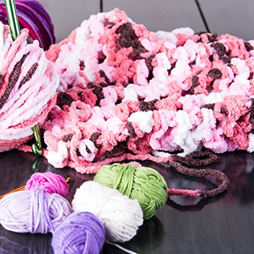 Knitted Yarn Skeins Chenille Yarn Single Ply Crocheting Skeins 165G Crochet Yarn Velvet Chenille Blanket Yarn for Crocheting and Knitting, Soft Fluffy Chenille Yarns for Sweater Scarf Handcrafting