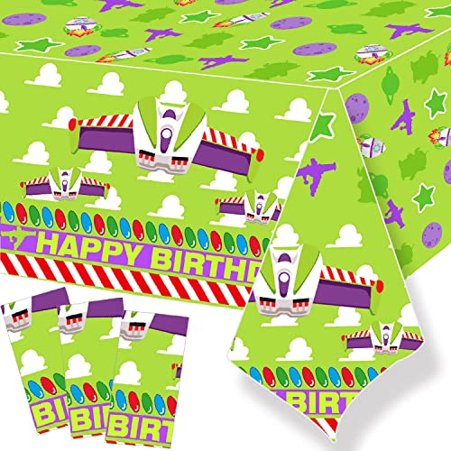 Light inspired Year Birthday Decorations Buzz Birthday Party Supplies include Banner Table Cloth Plate Napkins and Cups for Toy inspired Story 1st 2nd 3rd 4th 10th Bday,Serve 30 Guests