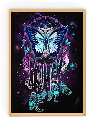 cupmod Fantasy Dream Catcher Cross Stitch Kits,Butterfly Stamped Cross Stitch Kits for Adults,Counted Embroidery Needlepoint Kits Patterns Crafts Decor