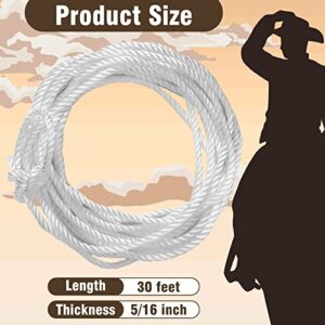 Rope Lasso Pre Tied Cowboy Trick Lariat Lasso Rope Honda Knot for Kids and Adults, 5/16" x 30'