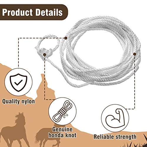 Rope Lasso Pre Tied Cowboy Trick Lariat Lasso Rope Honda Knot for Kids and Adults, 5/16" x 30'