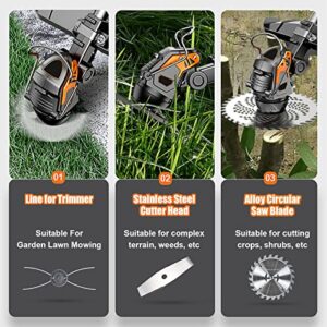 Electric Weed Eater Battery Powered Weed Wacker, String Trimmers with Remaining Power Display, Adjustable Machine Head Electric Lawn Edger for Garden and Yard