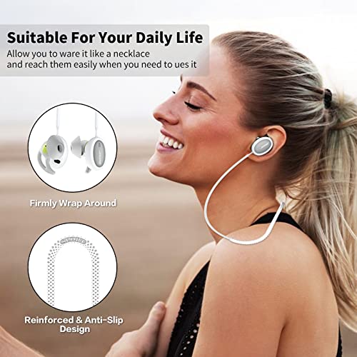 WOFRO Anti-Lost Strap for Bose Sport Earbuds, Sports Soft Silicone Lanyard Accessories Compatible with Bose Sport Earbuds Neck Rope Cord (White)