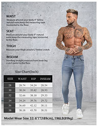 Woenzaia Black Ripped Skinny Jeans for Men Stretch Slim Fit Distressed Denim Jeans Tapered Jean Pants