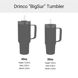 Drinco 40oz 30 oz Tumbler with Handle, Straw Lid, Insulated Stainless Steel Travel Mug Water Bottle Ice Coffee Cup For Cold and Hot, BigSur (30oz, Oakmilk)