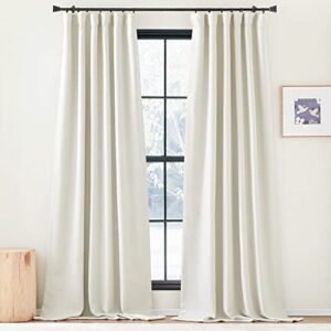 nicetown room darkening faux linen curtains for bedroom, rod pocket/back tab/hook belt linen burlap light blocking noise dampening curtains for living room, natural, w50 x l108, 2 panels