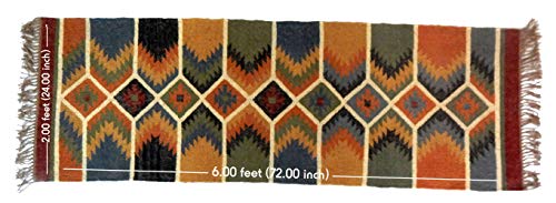 iinfinize 2x6 Handwoven Wool Jute Large Area Rug Floor Dhurries Knotted Vintage Carpet Meditation Mat Yoga Runner