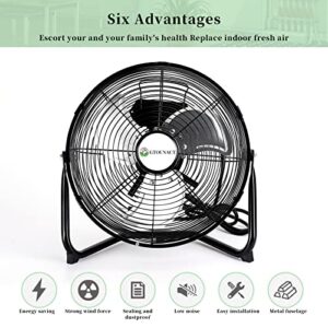 GTOUNACT 12 Inch Floor Fan 3-speed High Velocity 360°Adjustable Tilting Powerful Airflow Heavy Duty,All-Metal Construction, Convenient Carry Handle,Personal Cooling Fan with 3 Speed for Home Office