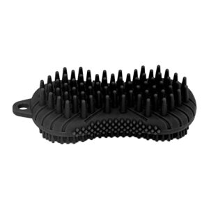 silicone body scrubber, dual side ergonomic handle shower brush safe silicone body massage silicone body brush gentle scrub for body hair(black)