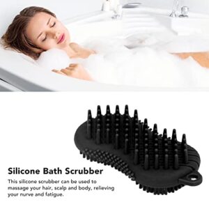 Silicone Body Scrubber, Dual Side Ergonomic Handle Shower Brush Safe Silicone Body Massage Silicone Body Brush Gentle Scrub for Body Hair(Black)