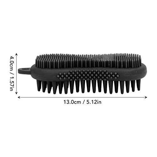 Silicone Body Scrubber, Dual Side Ergonomic Handle Shower Brush Safe Silicone Body Massage Silicone Body Brush Gentle Scrub for Body Hair(Black)