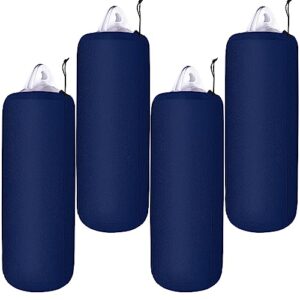 4 packs boat fender cover 10" x 26" fleece marine bumper covers for center rope tube style fenders (boat fender not included) (navy blue)