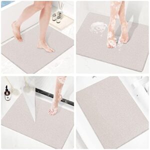 Shower Mat Bathtub Mat Non-Slip,24x16 inch, Soft Tub Mat with Drain,PVC Loofah Bath Mat (Phthalate Free) for Tub and Bathroom,Quick Drying,White