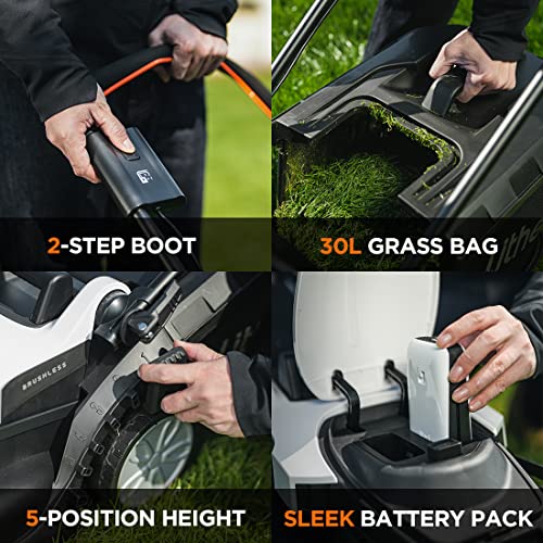 Litheli Cordless Lawn Mower 13 Inch, 5 Heights Adjustment, U20 Series 20V Electric Lawn Mowers for Garden, Yard and Farm, Light-Weight with Brushless Motor, 4.0Ah Portable Battery Included