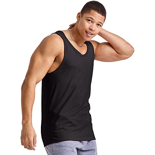 Hanes Originals Tri-Blend Top, Lightweight Men, Sleeveless Tank Shirt, Black