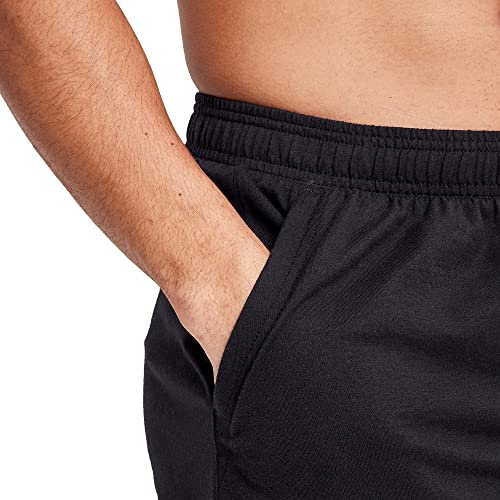 Hanes Men's Originals Cotton Pockets, Pull-On Jersey Gym Shorts, 7", Black