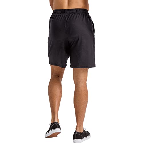 Hanes Men's Originals Cotton Pockets, Pull-On Jersey Gym Shorts, 7", Black