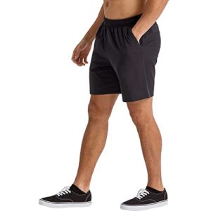 Hanes Men's Originals Cotton Pockets, Pull-On Jersey Gym Shorts, 7", Black