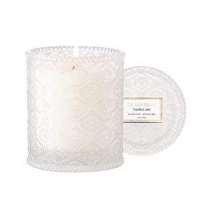 la jolie muse scented candle vanilla cake, house warming gifts new home, 8 oz 50 hours burn, natural soy candle, candles for home scented