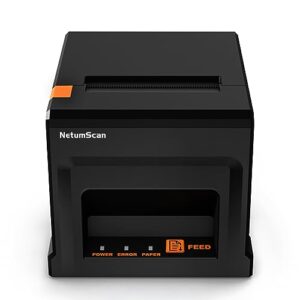 netumscan 80mm pos receipt printer 300mm/s usb thermal receipt printer with auto cutter cash drawer, usb ethernet interface, support windows/mac/linux, restaurant kitchen printer for esc/pos