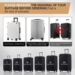 RainVillage Travel Luggage Cover Suitcase Protector Scratch-Resistant Fit 19-31 Inch Suitcase, Not Included Suitcase (Black, 2XL(30-31inch))