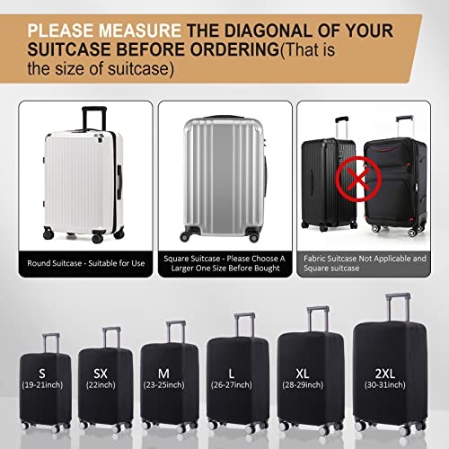 RainVillage Travel Luggage Cover Suitcase Protector Scratch-Resistant Fit 19-31 Inch Suitcase, Not Included Suitcase (Black, 2XL(30-31inch))