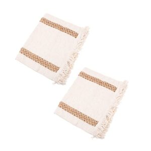 favomoto 2pcs cotton linen table mat desk mat for desktop jute placemat vintage decor rustic dining table mats non slip table mat woven placemat protective cup mats woven desktop placemats