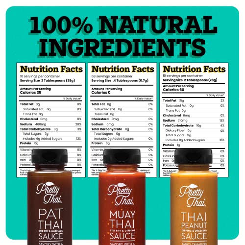 Pretty Thai Sauce Bundle | Sweet Chili + Thai Peanut Sauce + Pat Thai + Muay Thai + Tiger Smirk | Gluten Free Certified Non-GMO Authentic Condiment for Stir Fry Seasoning Dipping