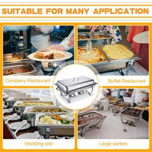 6 Pcs Chafing Dish Buffet Set 8 Qt Stainless Steel Chafer Complete Set Catering Buffet Servers and Warmers with Foldable Frame, Food Pan, Fuel Holder and Lid for Parties Banquet Wedding (2 Half Size)