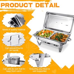 6 Pcs Chafing Dish Buffet Set 8 Qt Stainless Steel Chafer Complete Set Catering Buffet Servers and Warmers with Foldable Frame, Food Pan, Fuel Holder and Lid for Parties Banquet Wedding (2 Half Size)