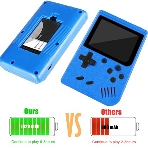 Retro Handheld Game Console,Portable Retro Video Game with 500 Classic FC Games 3 Inch LCD Screen, Support TV Connection & Two Players, Birthday for Kids, Adults (Blue)