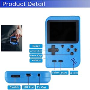 Retro Handheld Game Console,Portable Retro Video Game with 500 Classic FC Games 3 Inch LCD Screen, Support TV Connection & Two Players, Birthday for Kids, Adults (Blue)