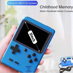 Retro Handheld Game Console,Portable Retro Video Game with 500 Classic FC Games 3 Inch LCD Screen, Support TV Connection & Two Players, Birthday for Kids, Adults (Blue)