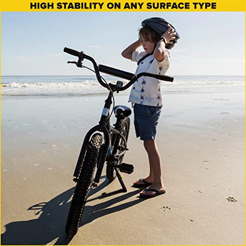 Ultraverse Center Mount Kickstand for 14, 16,18 and 20 inch Kids Bikes, BMX, Mountain Bikes- Great Bicycle Adjustable Accessory for Children, Boys, Girls- Black/Yellow Aluminium Alloy Stand