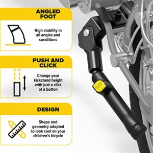 Ultraverse Center Mount Kickstand for 14, 16,18 and 20 inch Kids Bikes, BMX, Mountain Bikes- Great Bicycle Adjustable Accessory for Children, Boys, Girls- Black/Yellow Aluminium Alloy Stand