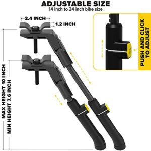 Ultraverse Center Mount Kickstand for 14, 16,18 and 20 inch Kids Bikes, BMX, Mountain Bikes- Great Bicycle Adjustable Accessory for Children, Boys, Girls- Black/Yellow Aluminium Alloy Stand