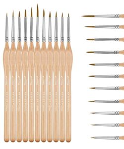 11pcs miniature paint brushes, micro detail paint brush set，fine paint brush, triangular grip handles art brushes perfect for paint brushes for acrylic，painting, oil, craft, warhammer 40k (wood color)