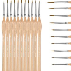 11Pcs Miniature Paint Brushes, Micro Detail Paint Brush Set，Fine Paint Brush, Triangular Grip Handles Art Brushes Perfect for Paint Brushes for Acrylic，Painting, Oil, Craft, Warhammer 40k (Wood Color)