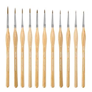 11Pcs Miniature Paint Brushes, Micro Detail Paint Brush Set，Fine Paint Brush, Triangular Grip Handles Art Brushes Perfect for Paint Brushes for Acrylic，Painting, Oil, Craft, Warhammer 40k (Wood Color)