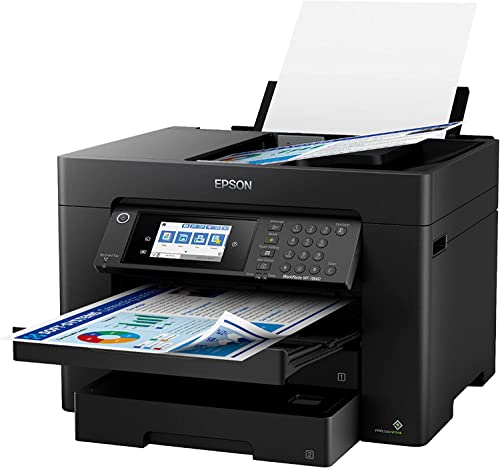 Epson Workforce Pro WF-7840 Wide-Format All-in-One Wireless Color Inkjet Printer, Black - Print Scan Copy Fax - 4.3" LCD, 25 ppm, 4800x2400 dpi, 13"x19", 50-Sheet ADF, Auto 2-Sided Printing, Ethernet