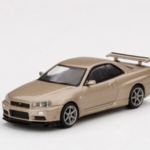 True Scale Miniatures Model Car Compatible with Nissan Skyline GT-R R34 M Spec Silica Breath Bronze Limited Edition 1/64 Diecast Model Car MGT00348