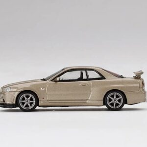 True Scale Miniatures Model Car Compatible with Nissan Skyline GT-R R34 M Spec Silica Breath Bronze Limited Edition 1/64 Diecast Model Car MGT00348