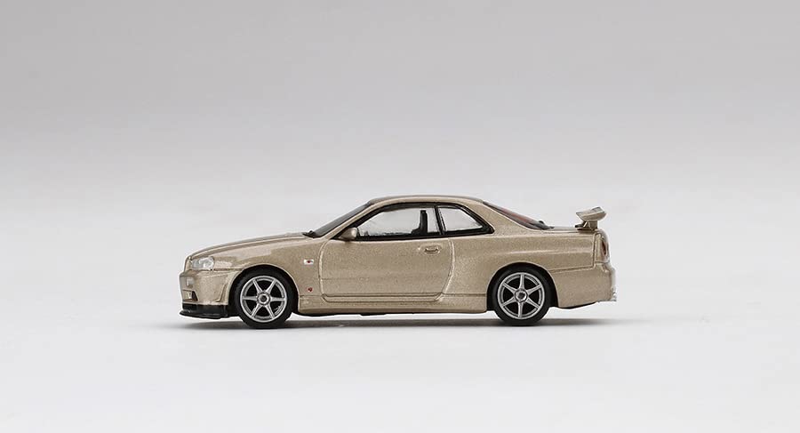 True Scale Miniatures Model Car Compatible with Nissan Skyline GT-R R34 M Spec Silica Breath Bronze Limited Edition 1/64 Diecast Model Car MGT00348