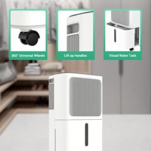 30 Pint Dehumidifiers for Home with Drain Hose, VEAGASO 2,500 Sq.Ft Dehumidifier for Basement, Large Room, Bathroom, Three Operation Modes, Intelligent Humidity Control, Dry Clothes, 24HR Timer