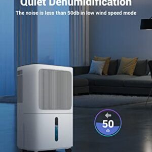 30 Pint Dehumidifiers for Home with Drain Hose, VEAGASO 2,500 Sq.Ft Dehumidifier for Basement, Large Room, Bathroom, Three Operation Modes, Intelligent Humidity Control, Dry Clothes, 24HR Timer